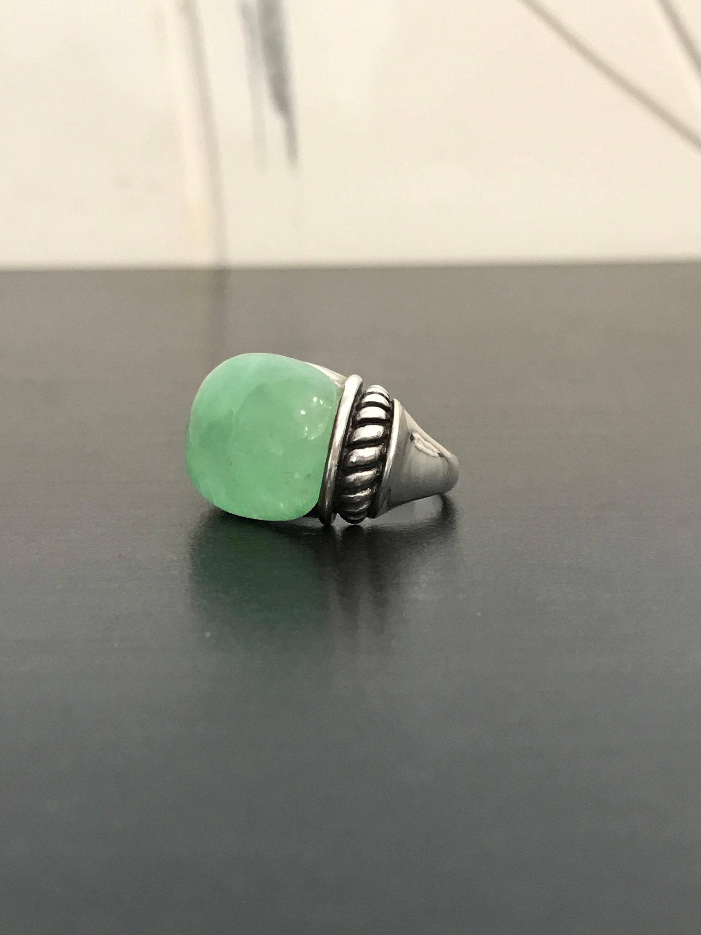 Jade Ring in Sterling Silver With Twisted Rope Side Detail - Etsy