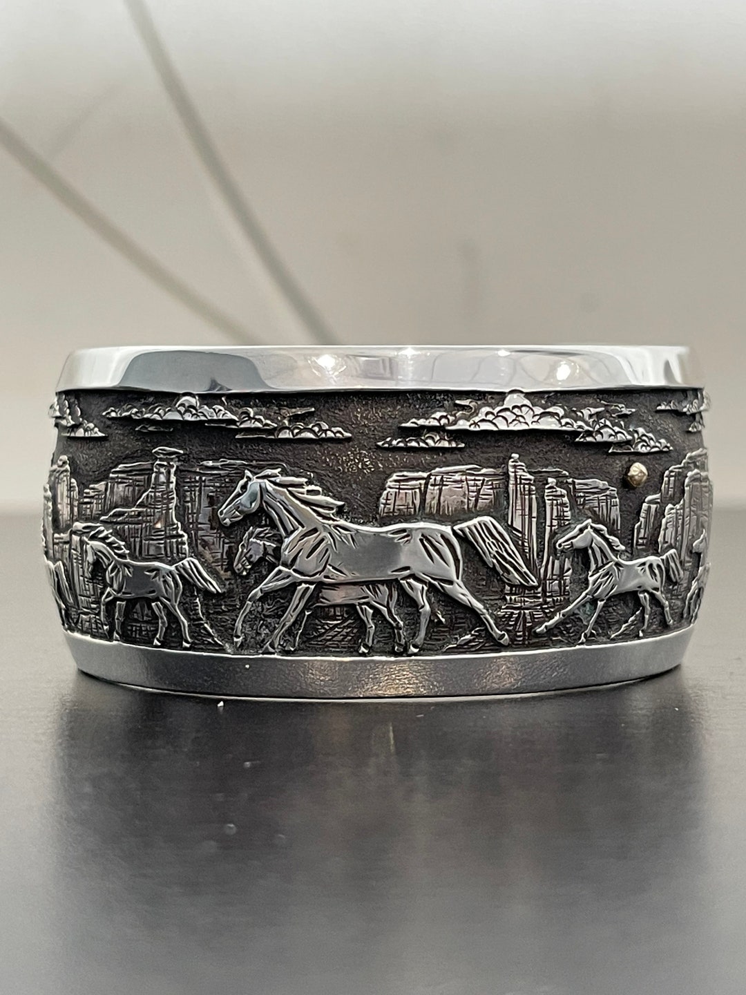 Canyon Horses in Canyon De Chelly Cuff Bracelet by Renowned Navajo ...