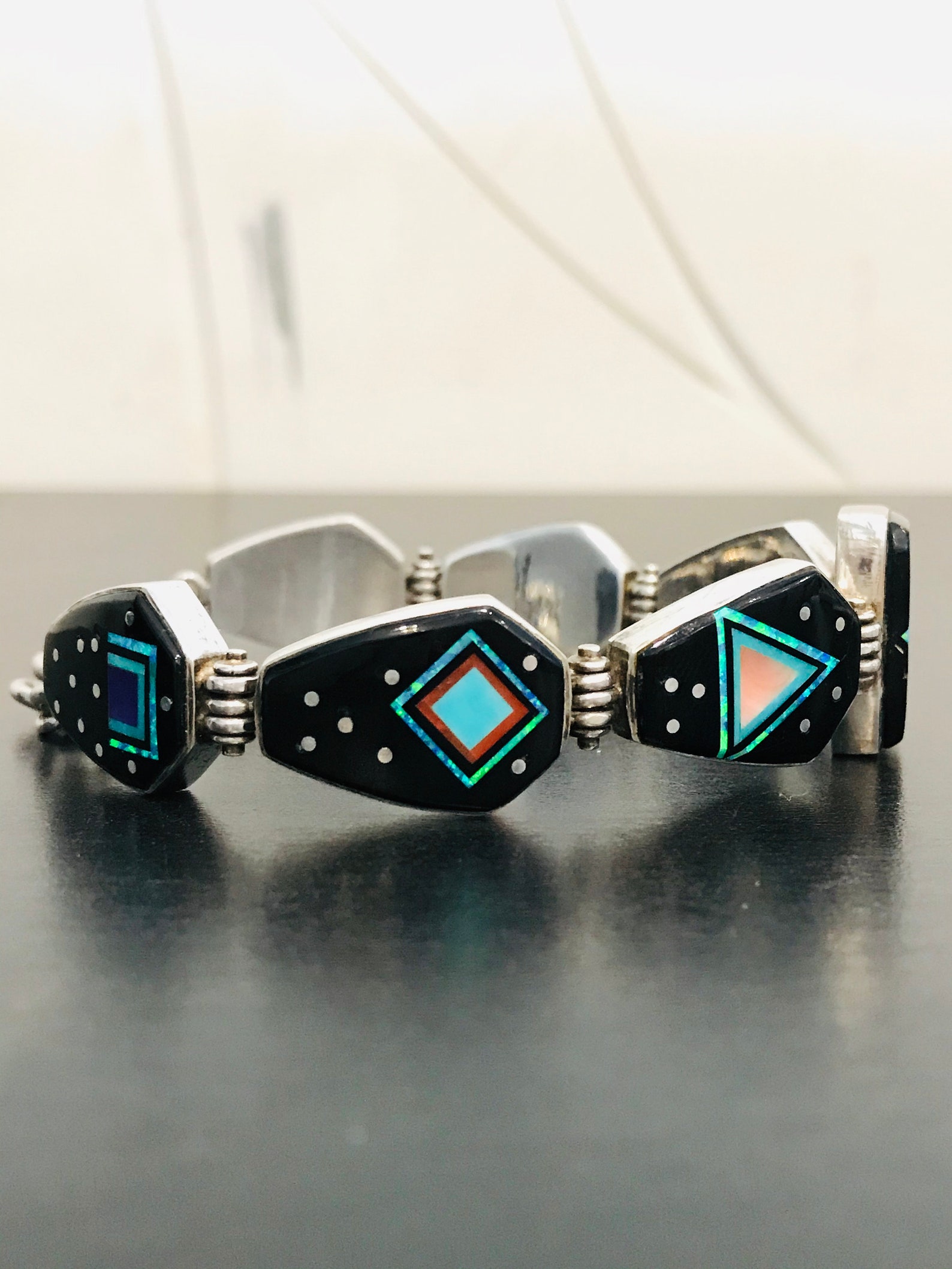 Signed Inlay Bracelet in Sterling Silver | Etsy