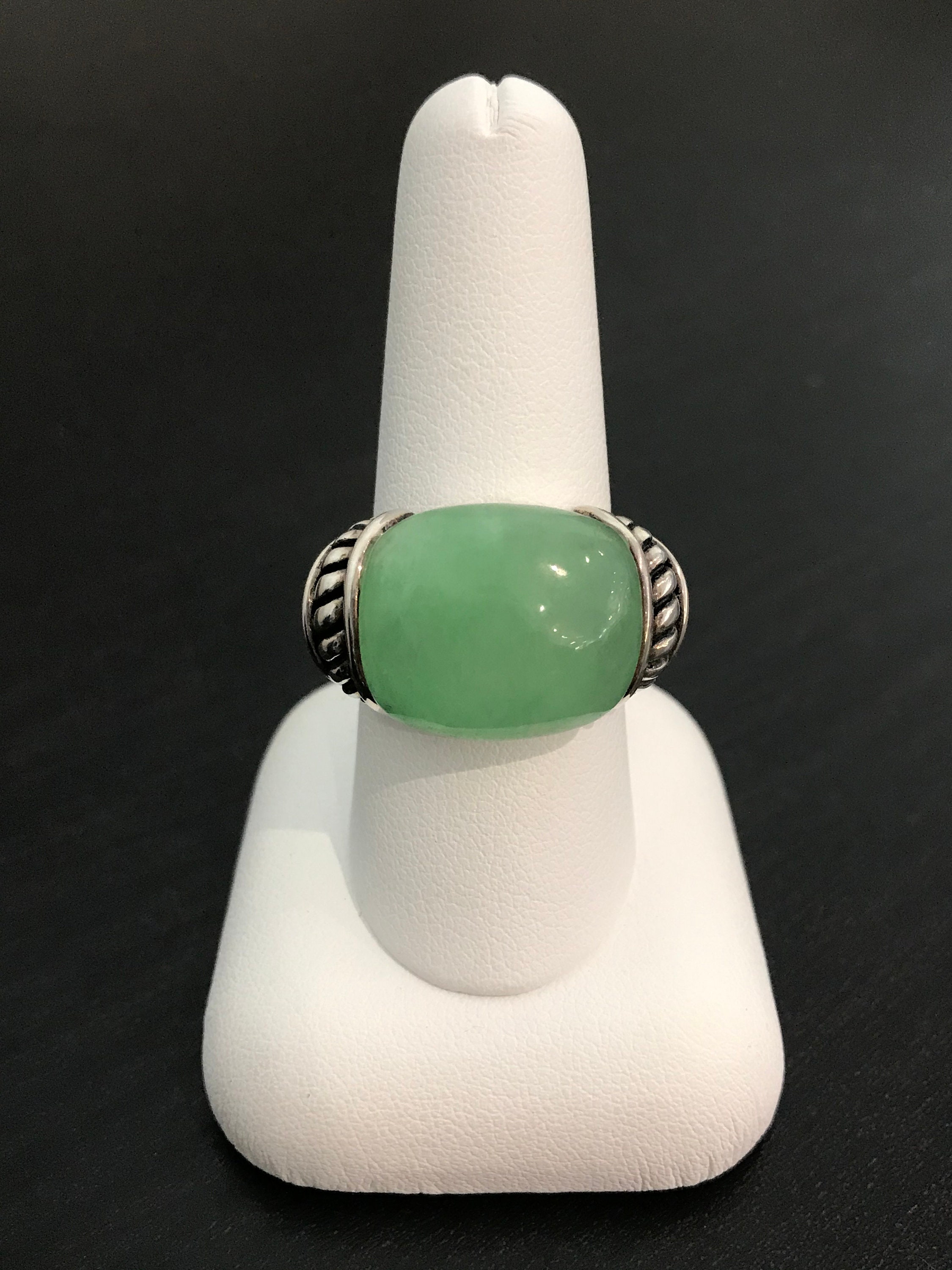 Jade Ring in Sterling Silver With Twisted Rope Side Detail - Etsy