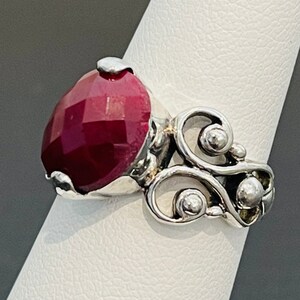 Checkerboard Cut Ruby Ring in Sterling Silver - Etsy