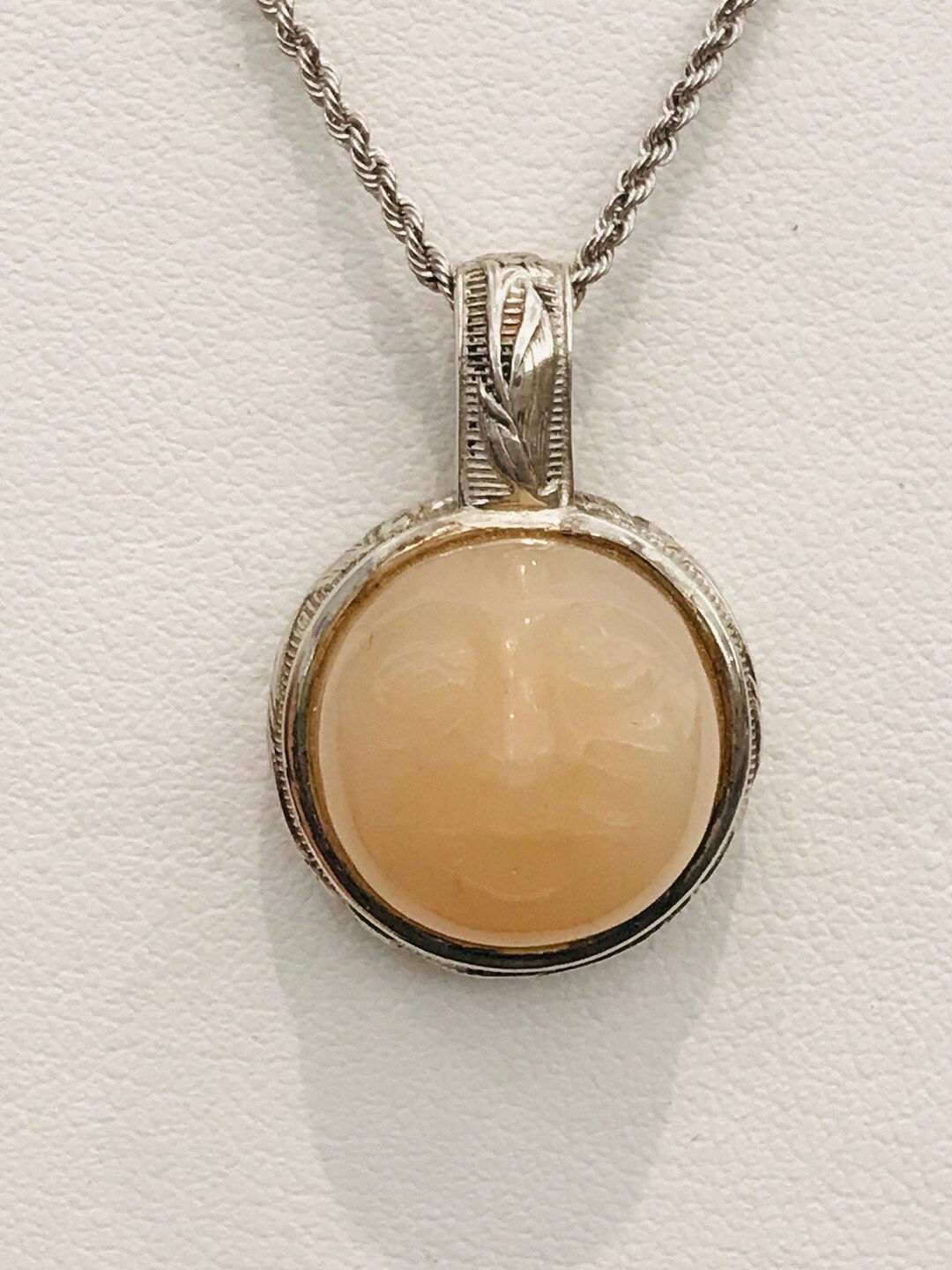Whimsical Man in the Moon Carved Moonstone Custom Made Pendant in ...