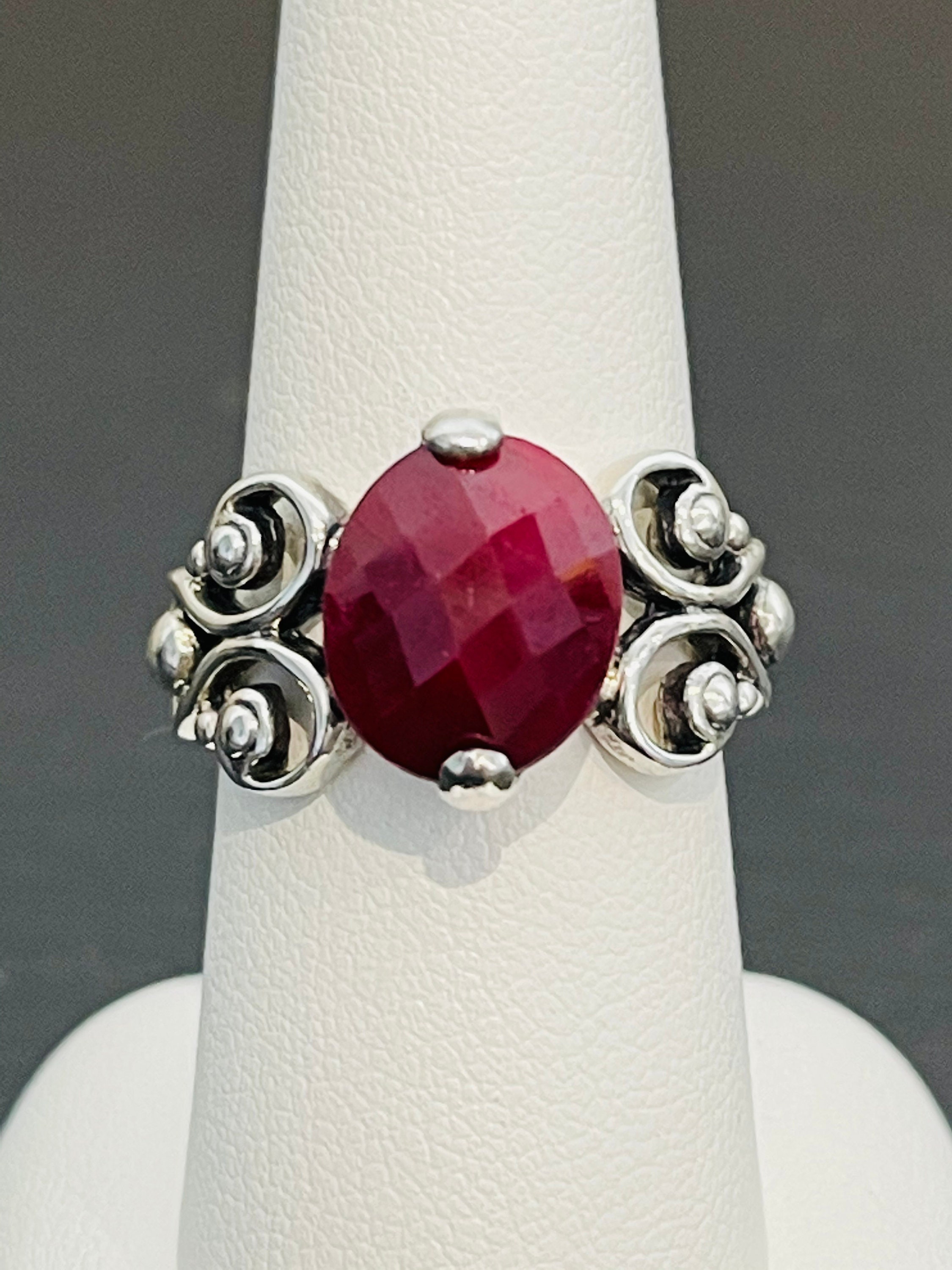 Checkerboard Cut Ruby Ring in Sterling Silver | Etsy