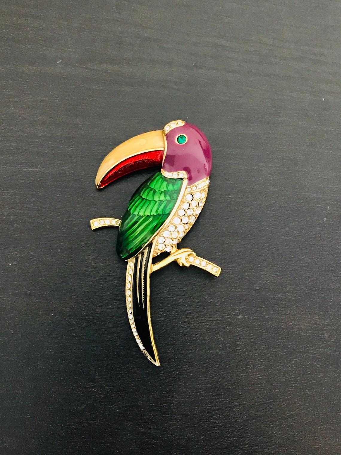 Enamel and Crystal Toucan Brooch - Etsy