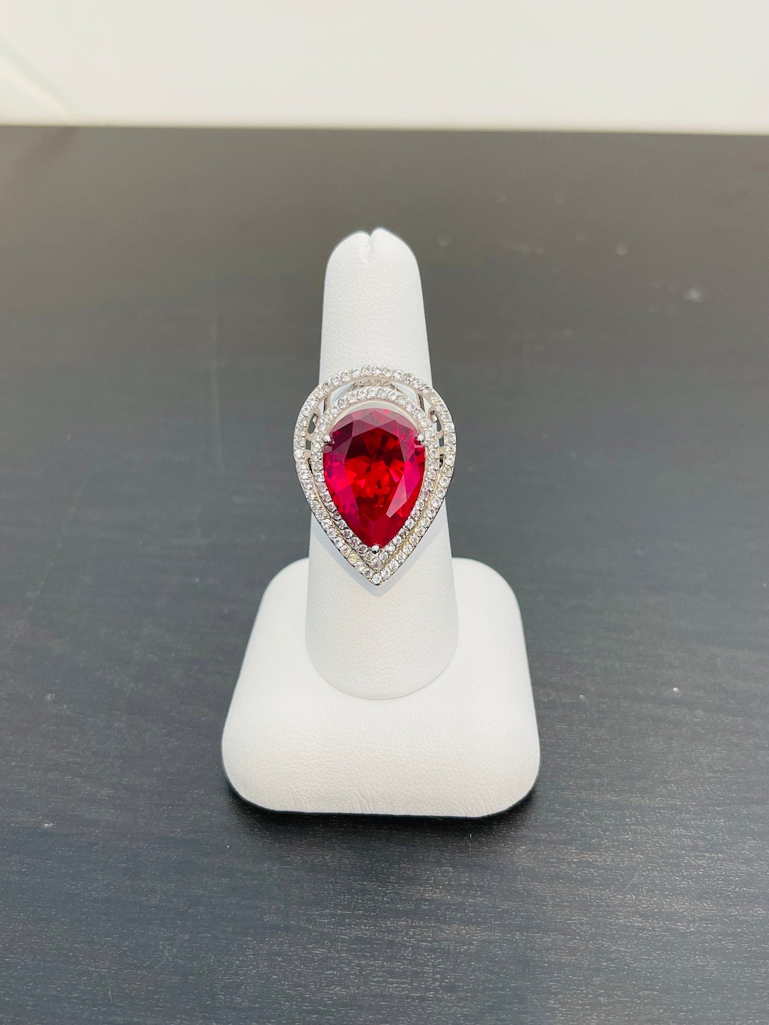 Ruby Red CZ Ring in Sterling Silver - Etsy