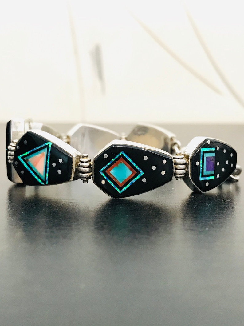 Signed Inlay Bracelet in Sterling Silver - Etsy