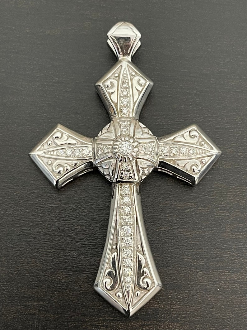 LARGE Diamond & 14K White Gold Custom Made Cross - Etsy