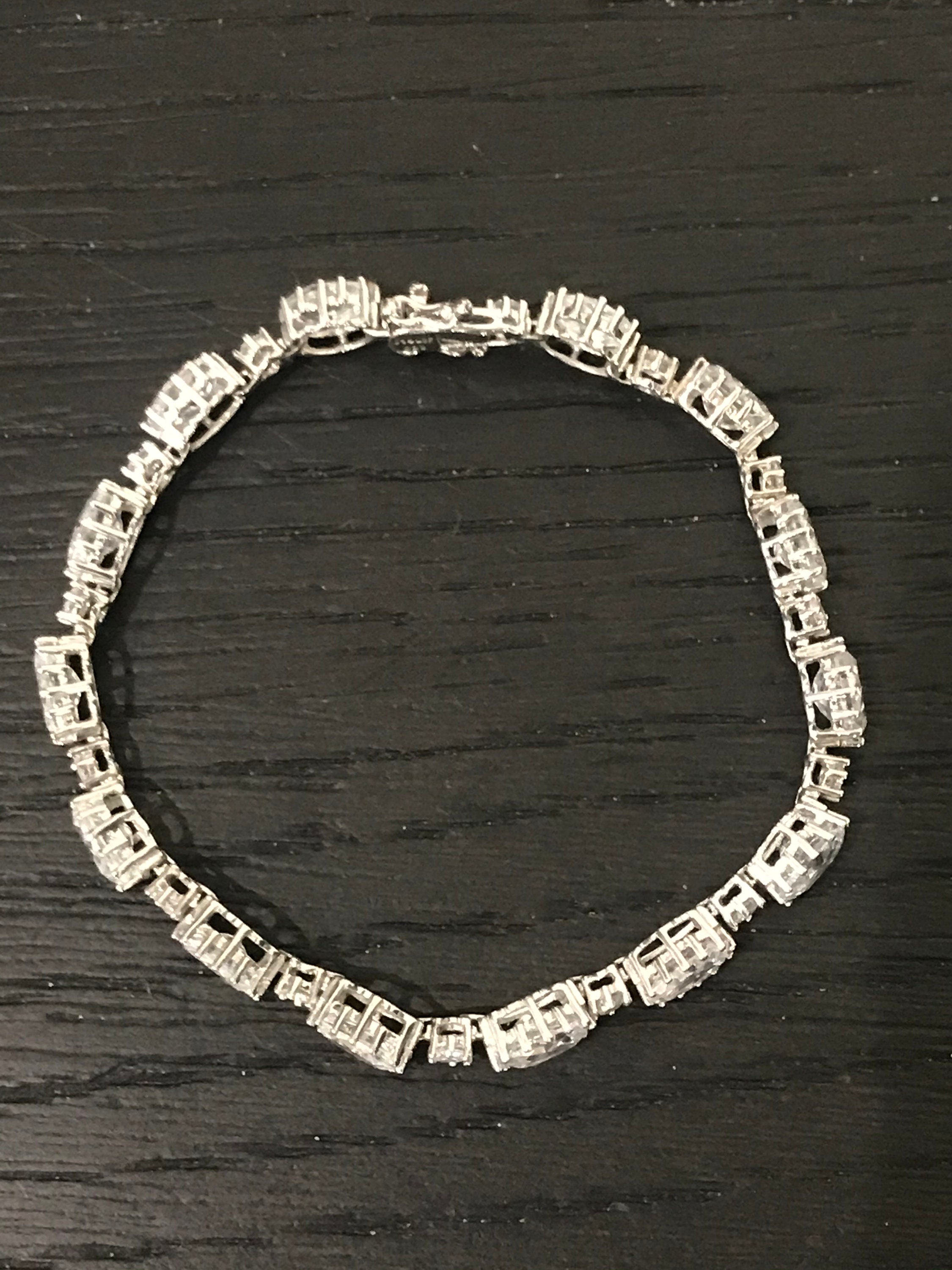 Stauer Glam Oval and Round Alternating Cubic Zirconia Bracelet in ...