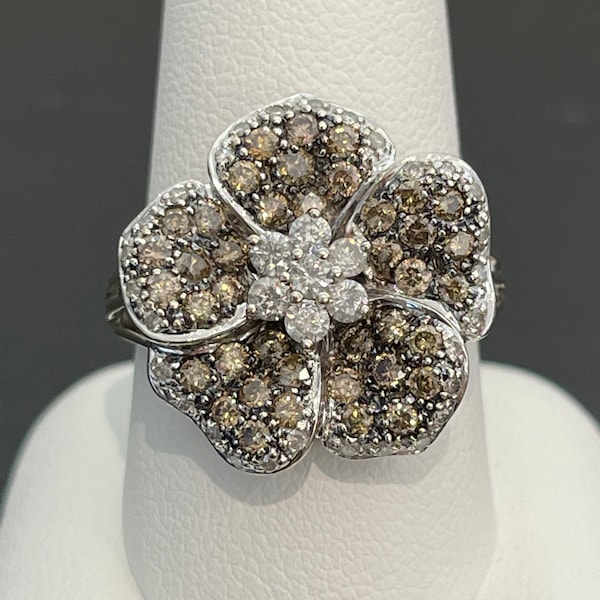 Diamond Flower Ring - Etsy