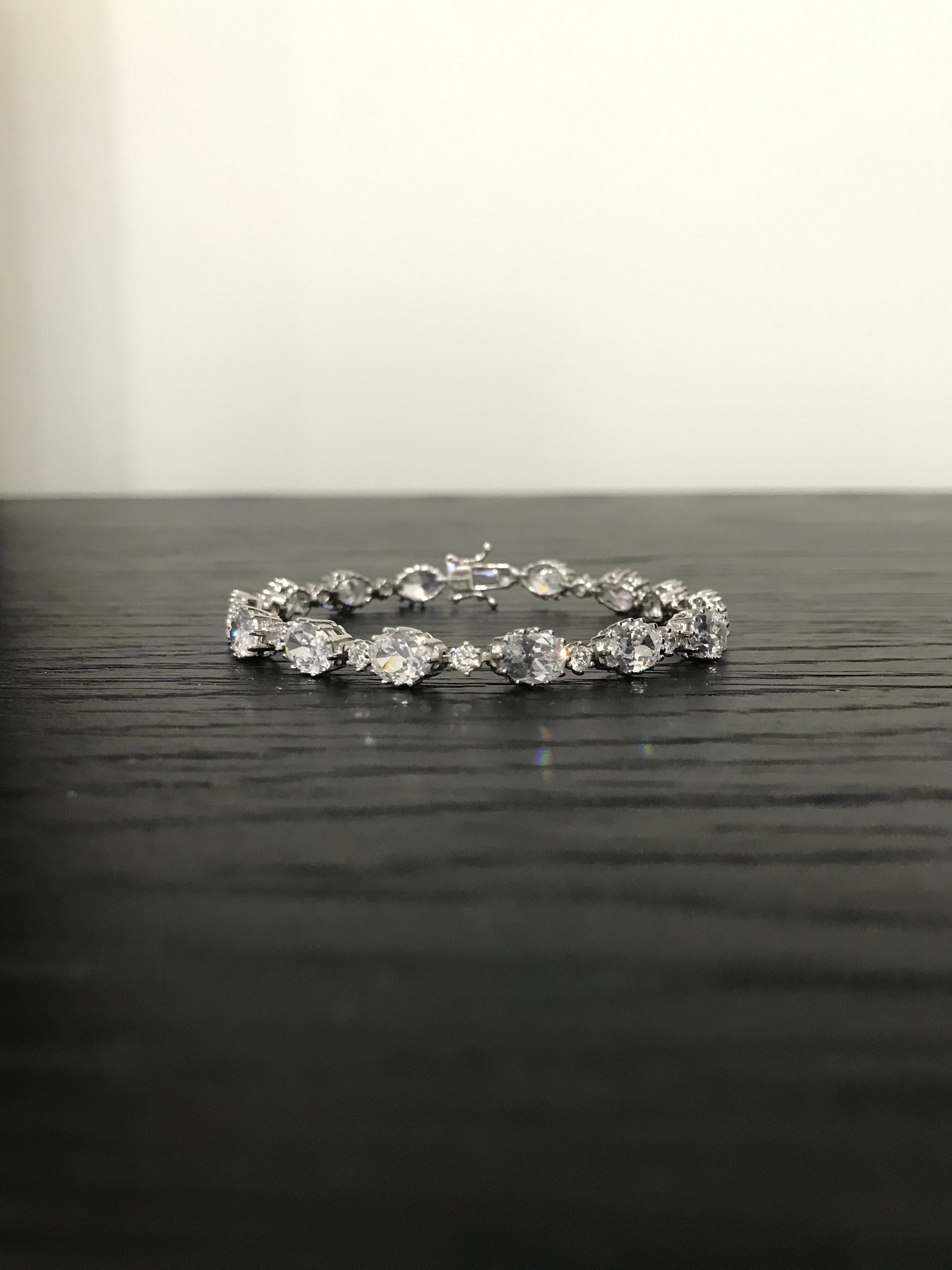 Stauer Glam Oval and Round Alternating Cubic Zirconia Bracelet in ...