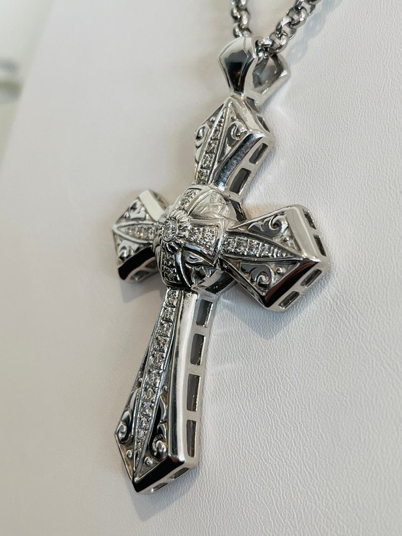 LARGE Diamond & 14K White Gold Custom Made Cross - Etsy