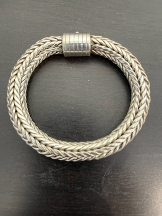 HEAVY Woven Bracelet in Sterling Silver - Gem