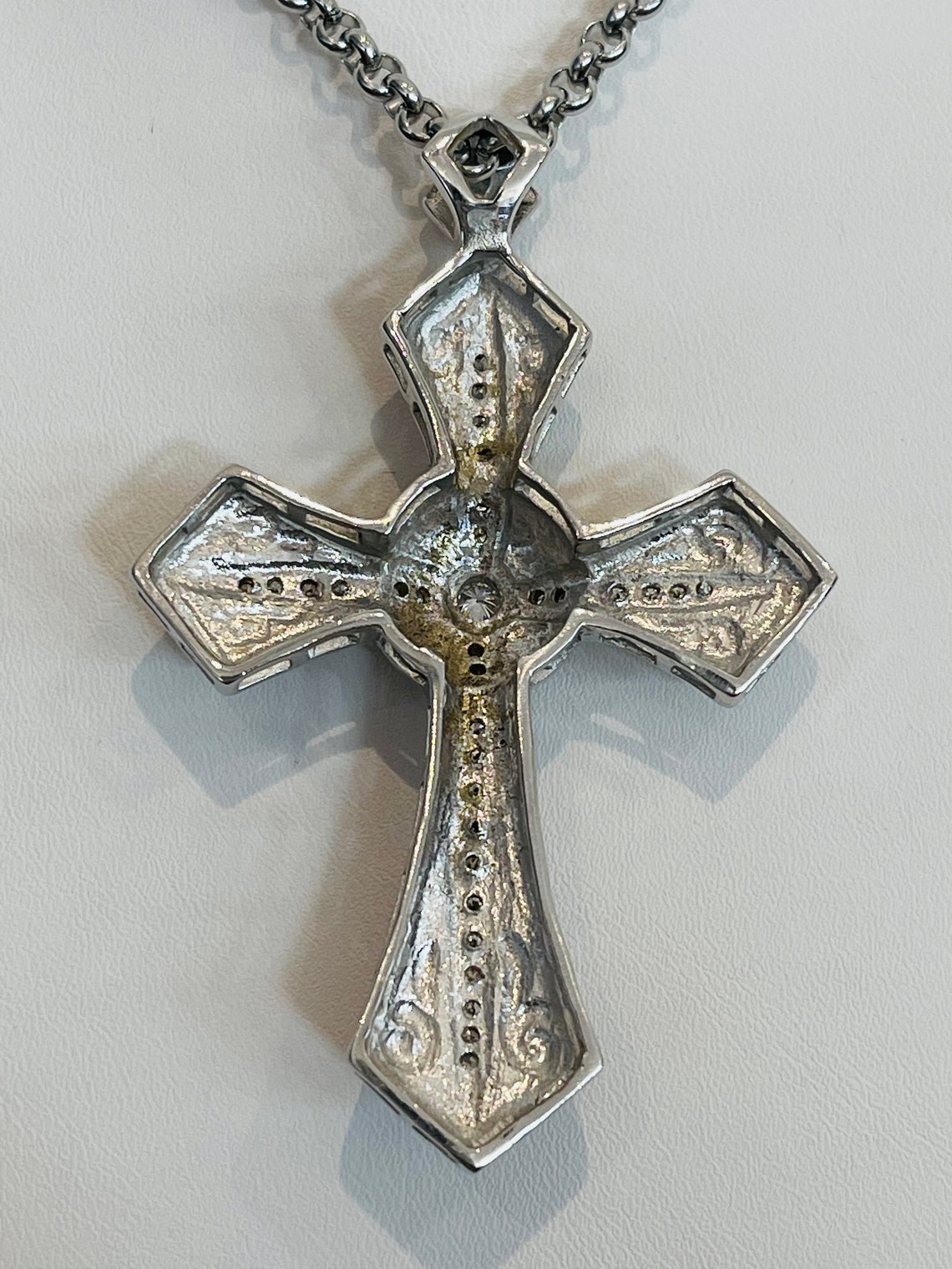 LARGE Diamond & 14K White Gold Custom Made Cross - Etsy