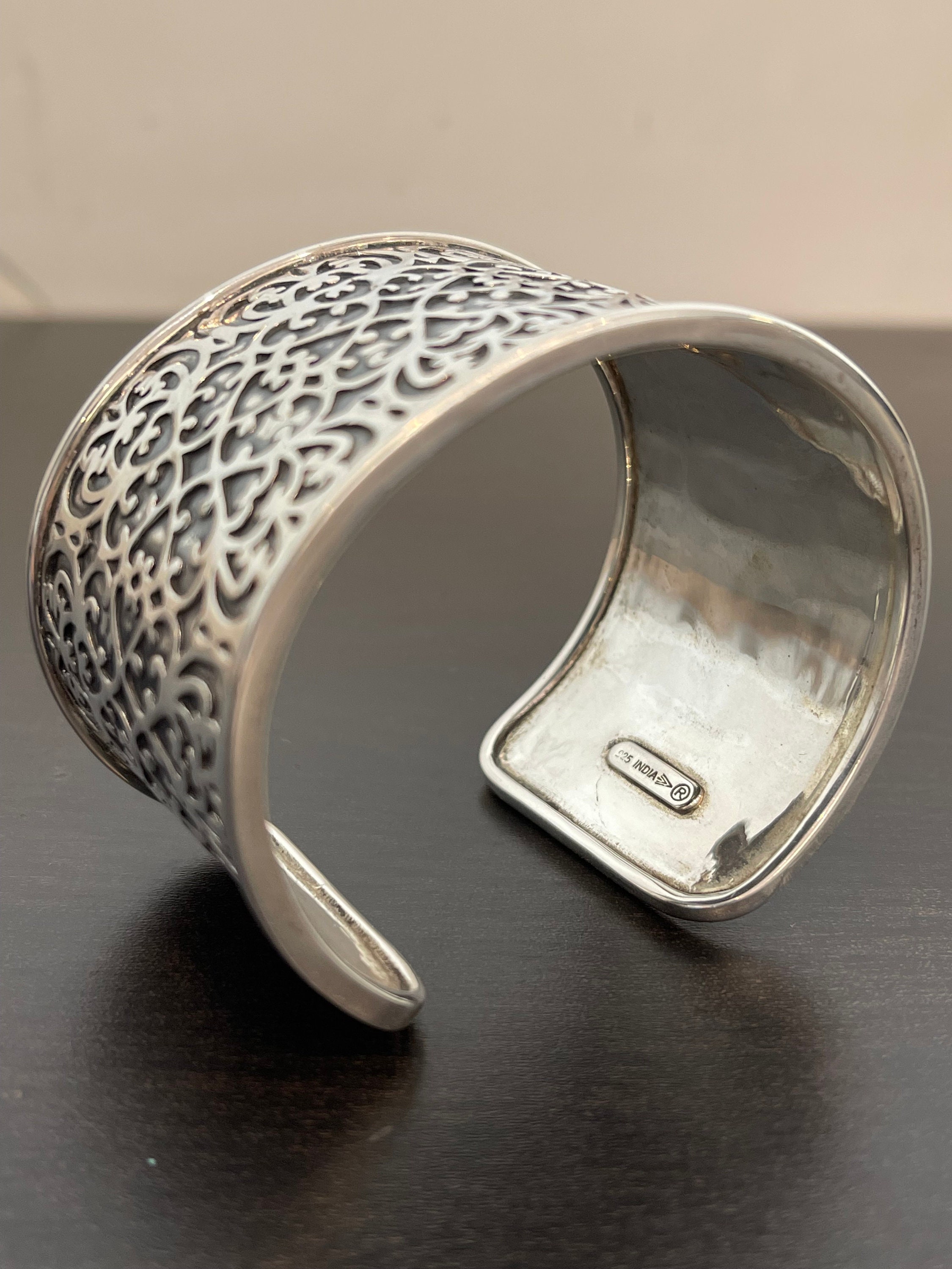 Wide Intricate Sterling Silver Oxidized Cuff Bracelet | Etsy