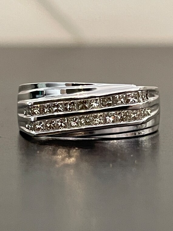 Princess Cut Diamond Double Row Channel Set Band in 1… - Gem