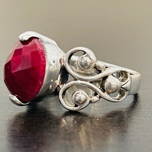 Checkerboard Cut Ruby Ring in Sterling Silver - Etsy