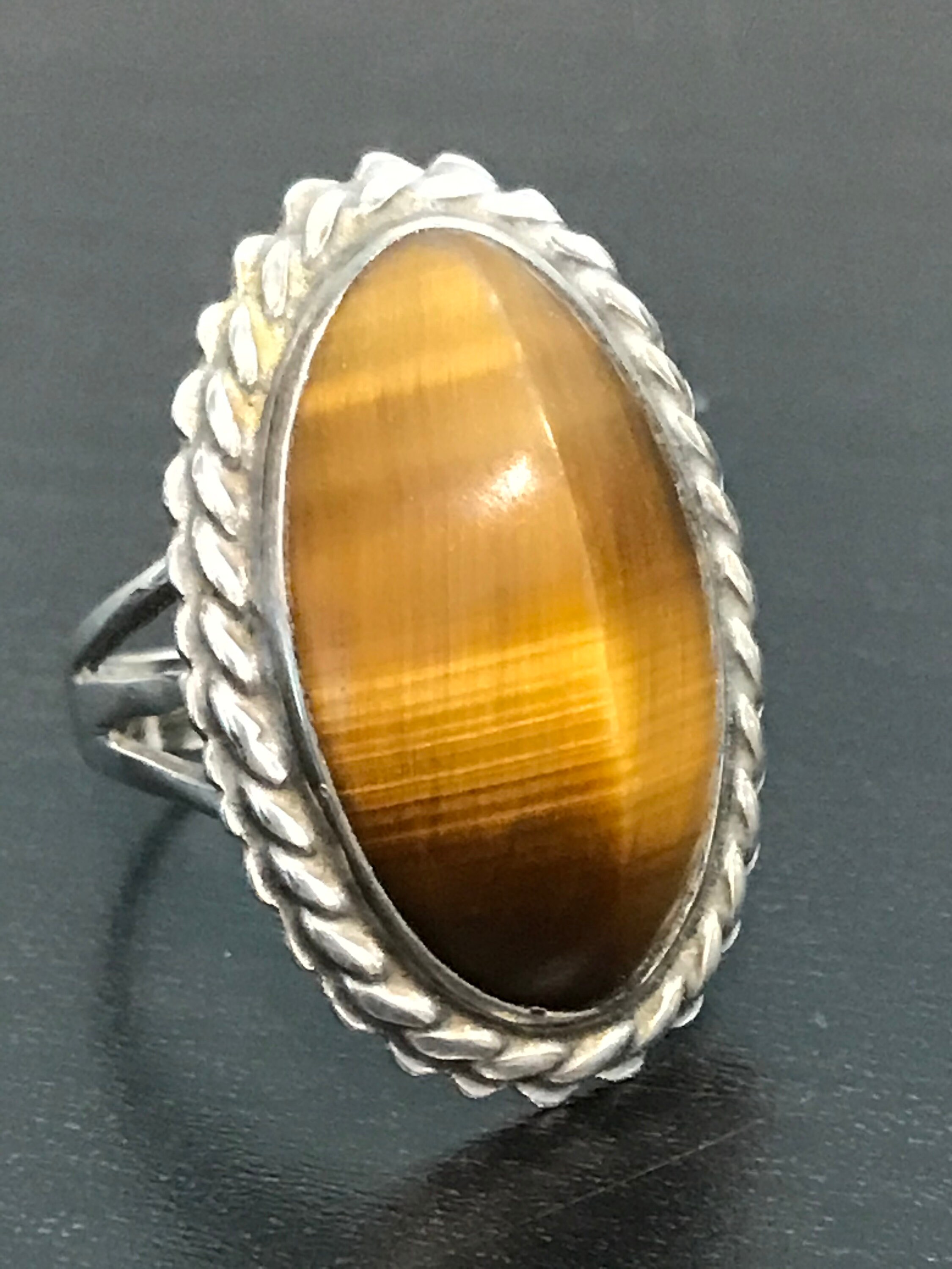 Signed Tiger Eye Ring in Sterling Silver | Etsy