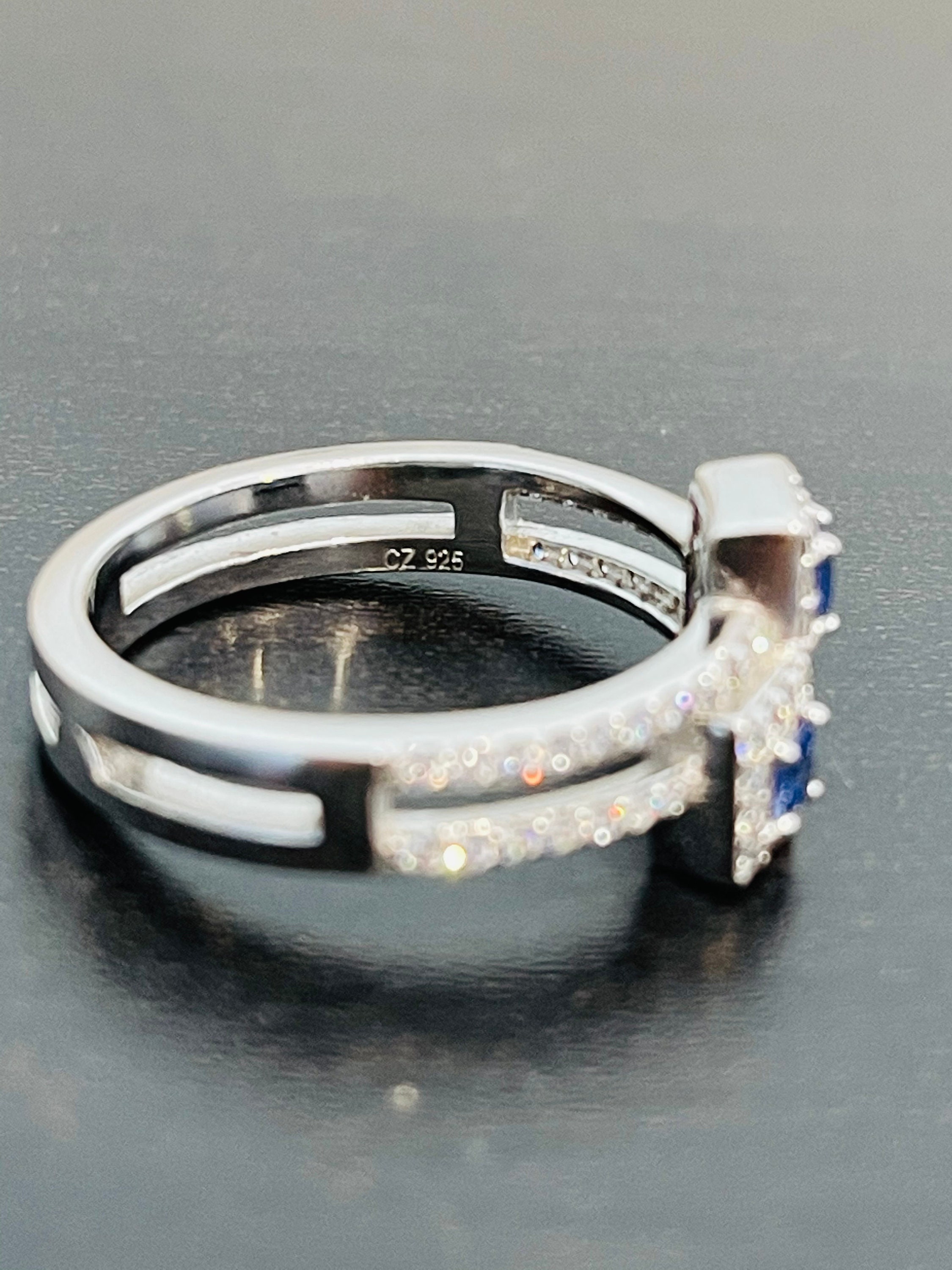 Vanna K Blue and White CZ Bypass Ring in Sterling Silver | Etsy