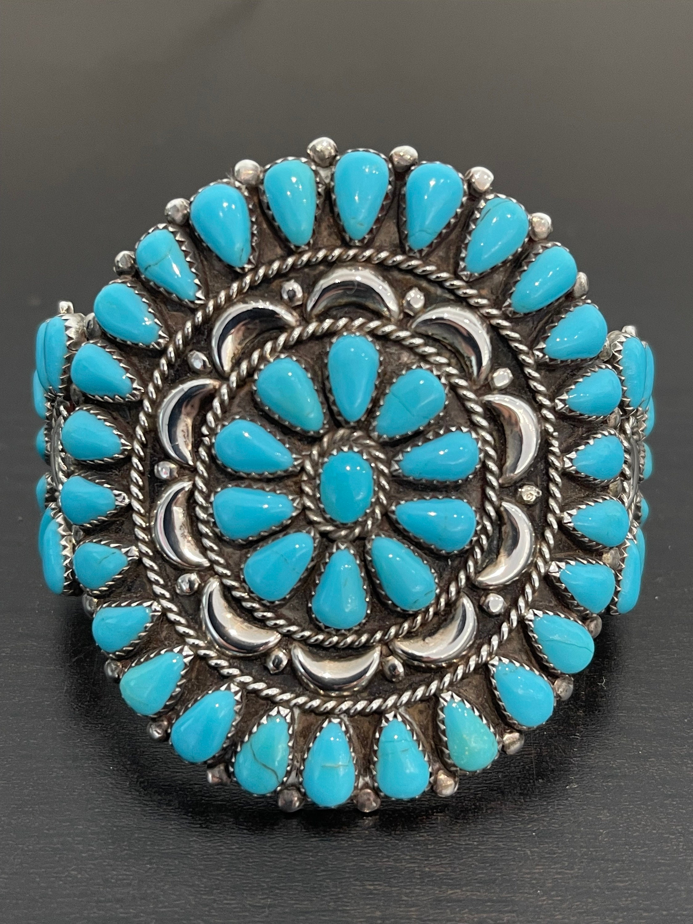 Signed RW Premium Turquoise Vintage Zuni Cuff Bracelet in - Etsy