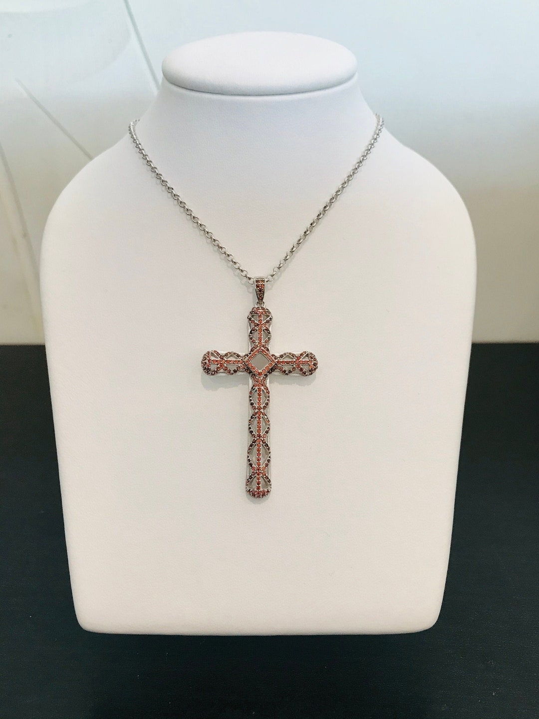 Garnet Cross in Sterling Silver - Etsy