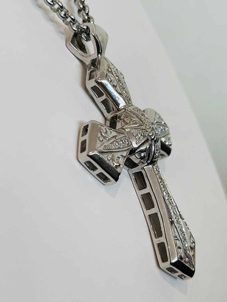 LARGE Diamond & 14K White Gold Custom Made Cross - Etsy