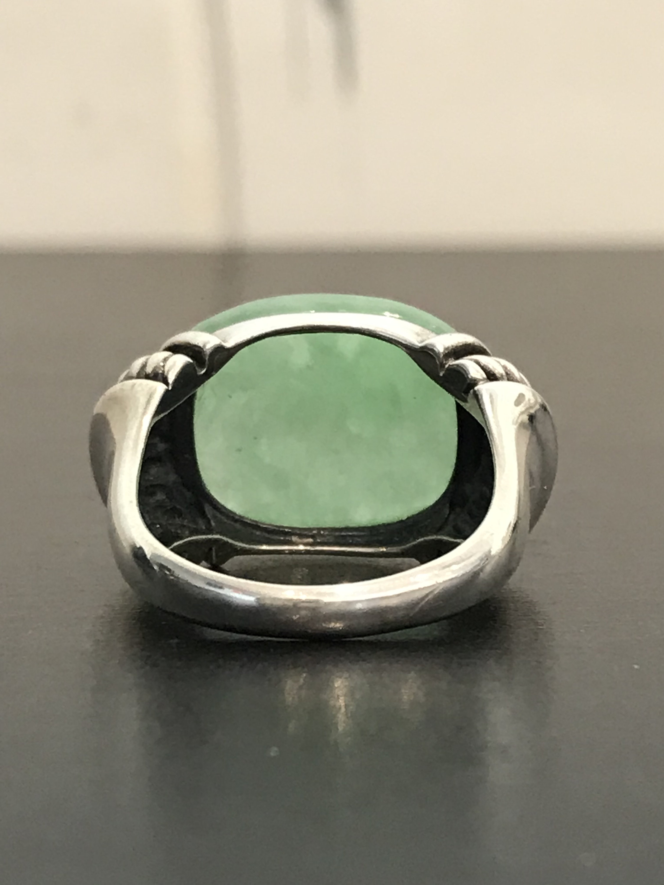 Jade Ring in Sterling Silver With Twisted Rope Side Detail - Etsy