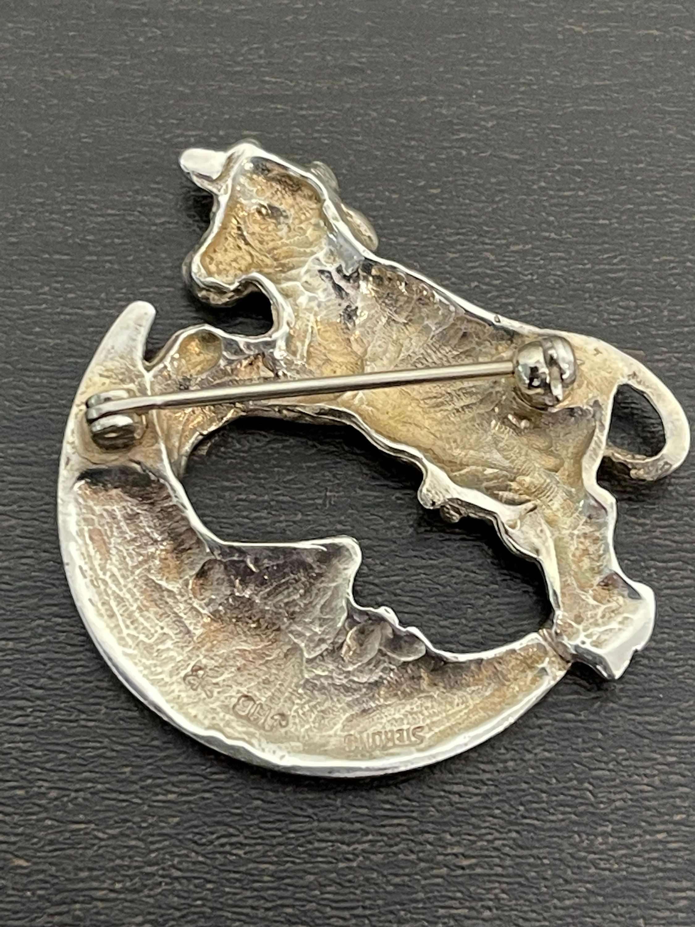 Cow Jumped Over the Moon Brooch in Sterling Silver by JH - Etsy