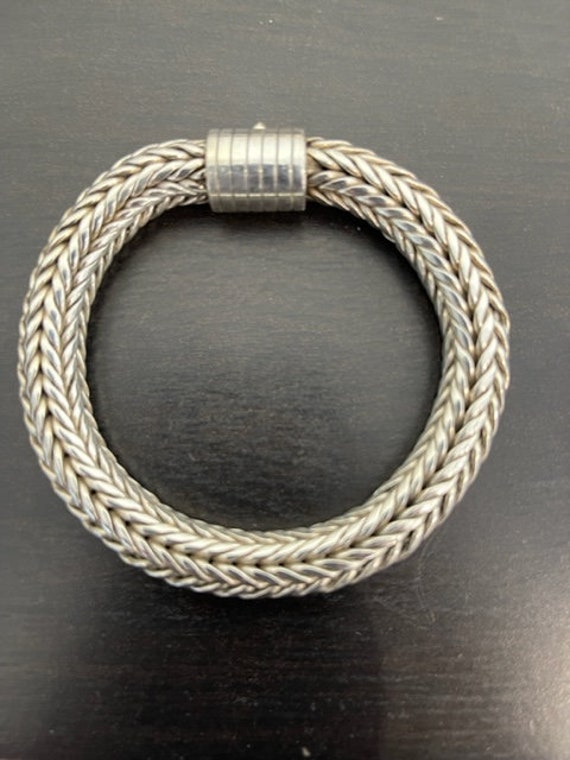 HEAVY Woven Bracelet in Sterling Silver - Gem