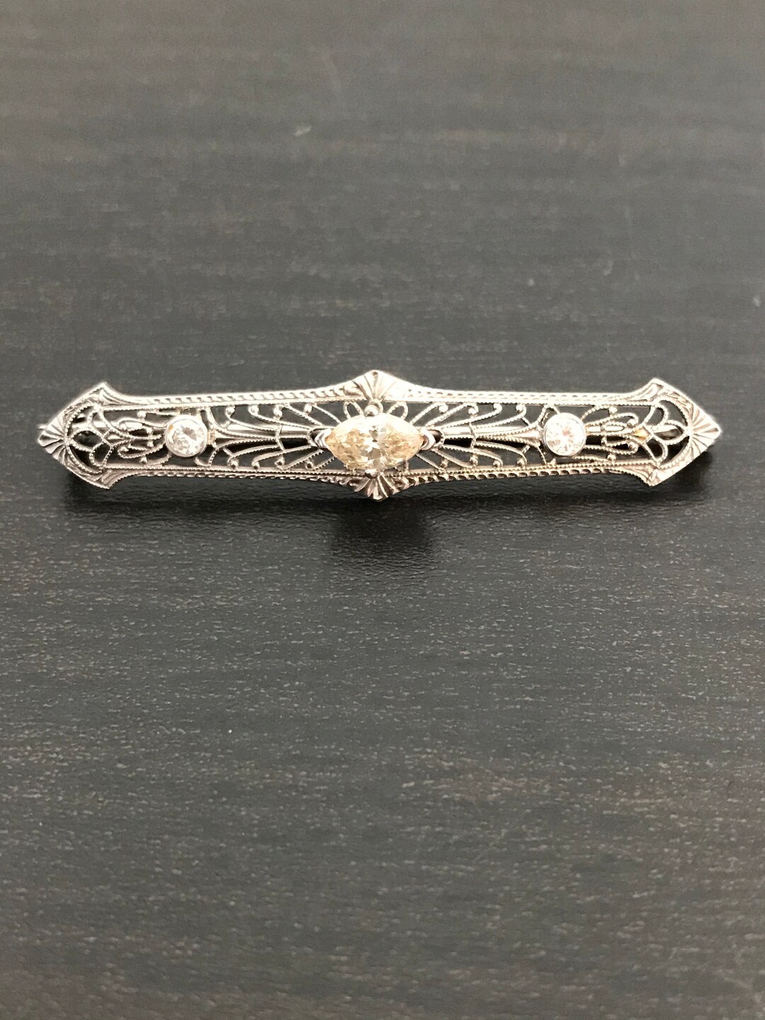 Vintage Platinum and Diamond Brooch/pin - Etsy
