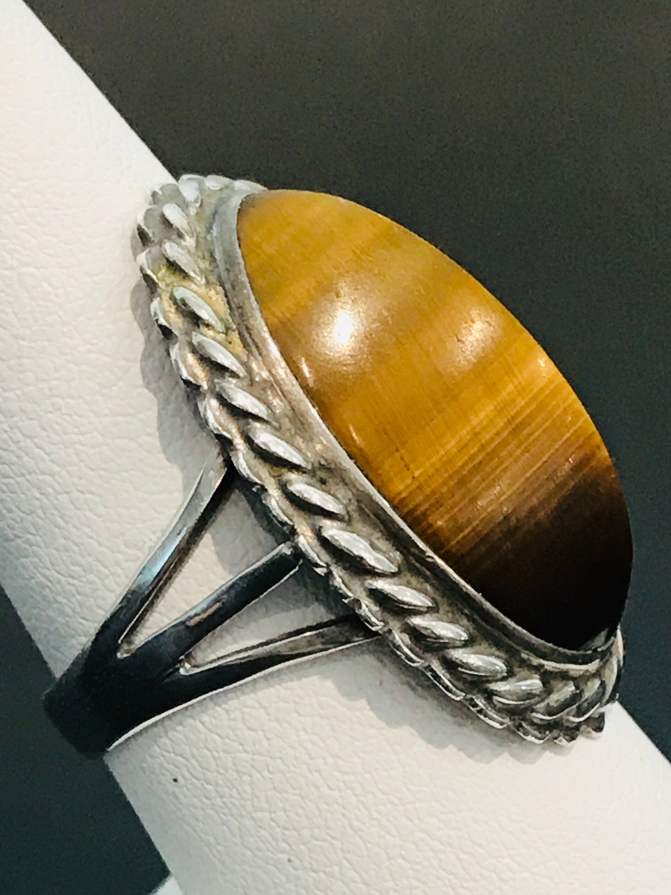 Signed Tiger Eye Ring in Sterling Silver | Etsy