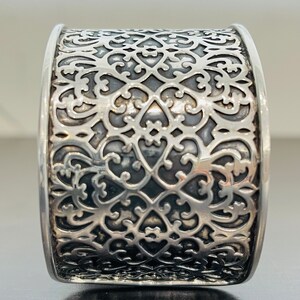 Wide Intricate Sterling Silver Oxidized Cuff Bracelet - Etsy