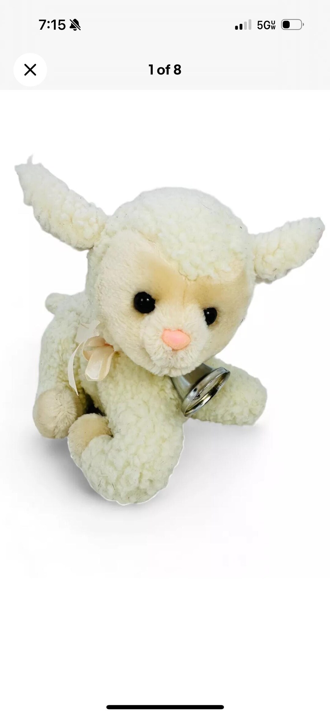 Russ Berrie Tinker Sheep Lamb Plush With Silver Bell 9 Cream Stuffed ...