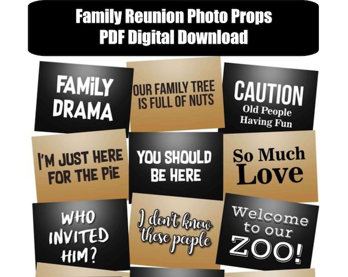Family Reunion Photo Booth Props DIGITAL DOWNLOAD PDF File Set of 12 - Etsy