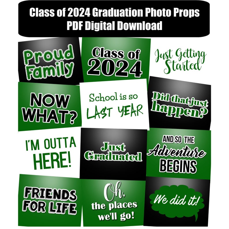Class of 2024 Graduation Photo Booth Props DIGITAL DOWNLOAD PDF File ...