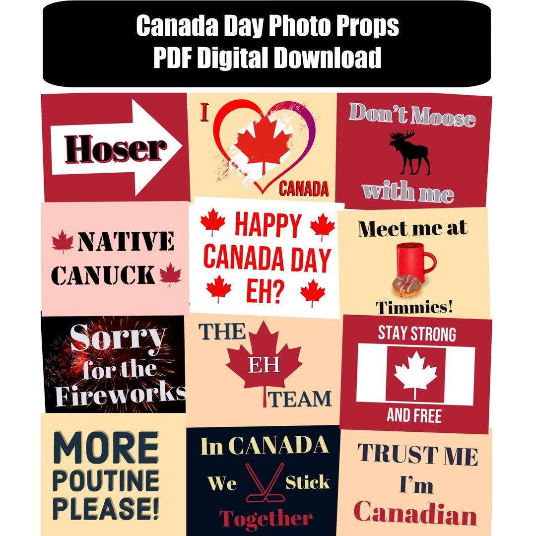 Canada Day Photo Booth Props DIGITAL DOWNLOAD PDF File - Set of 12 - Etsy