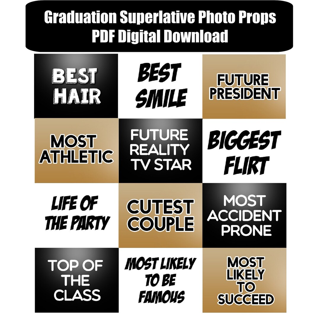Class of 2024 Superlative Graduation Photo Booth Props DIGITAL DOWNLOAD ...