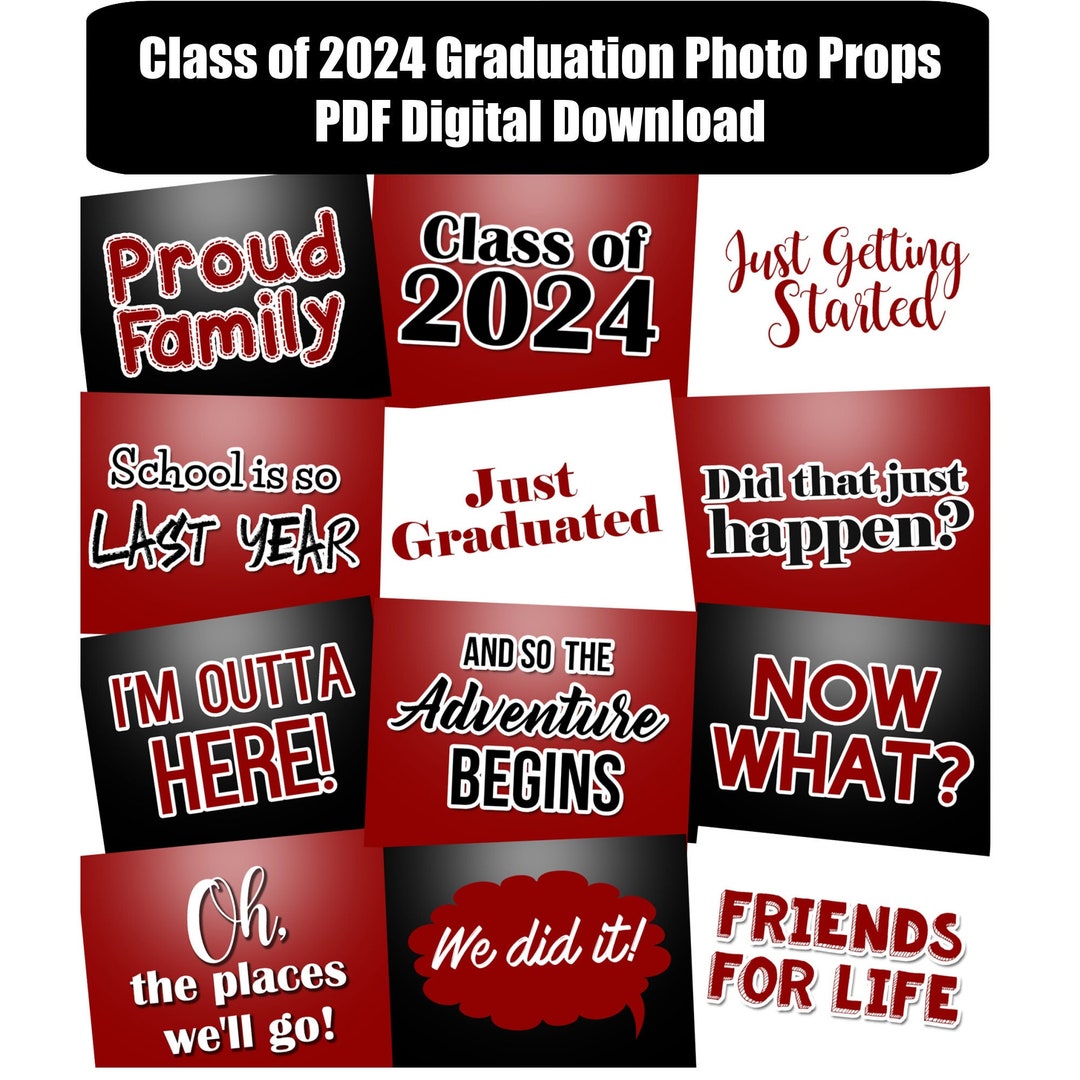 Class of 2024 Graduation Photo Booth Props DIGITAL DOWNLOAD PDF File ...