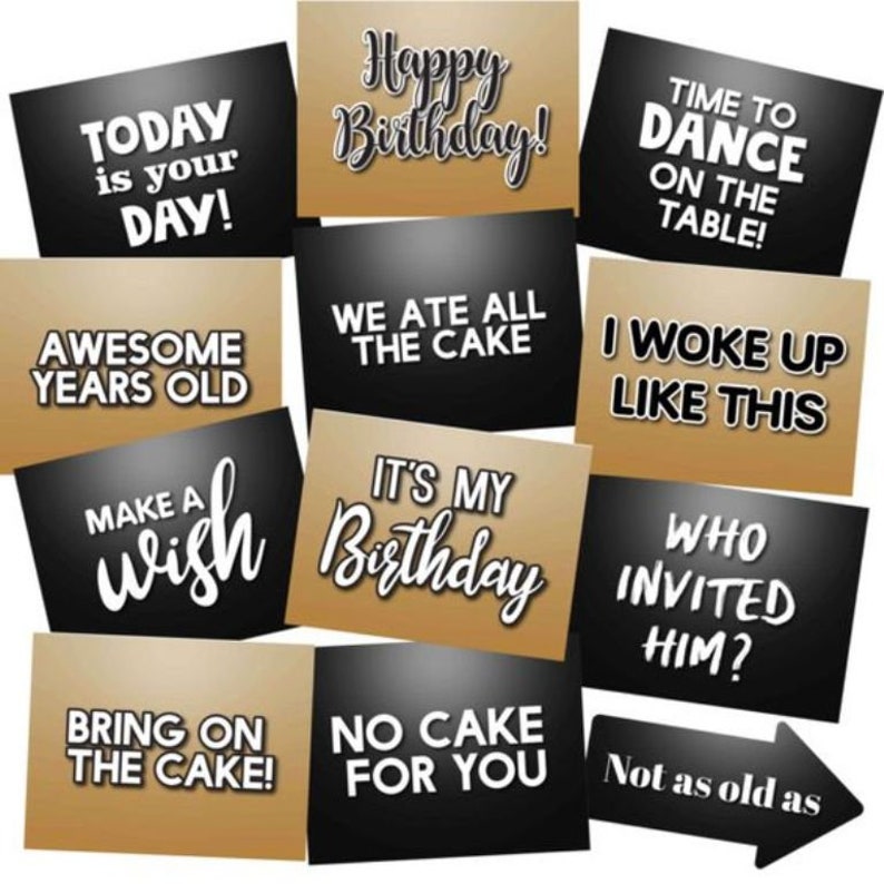 Birthday Photo Booth Props Accessories Kit Party Signs - Set of 12 - Etsy