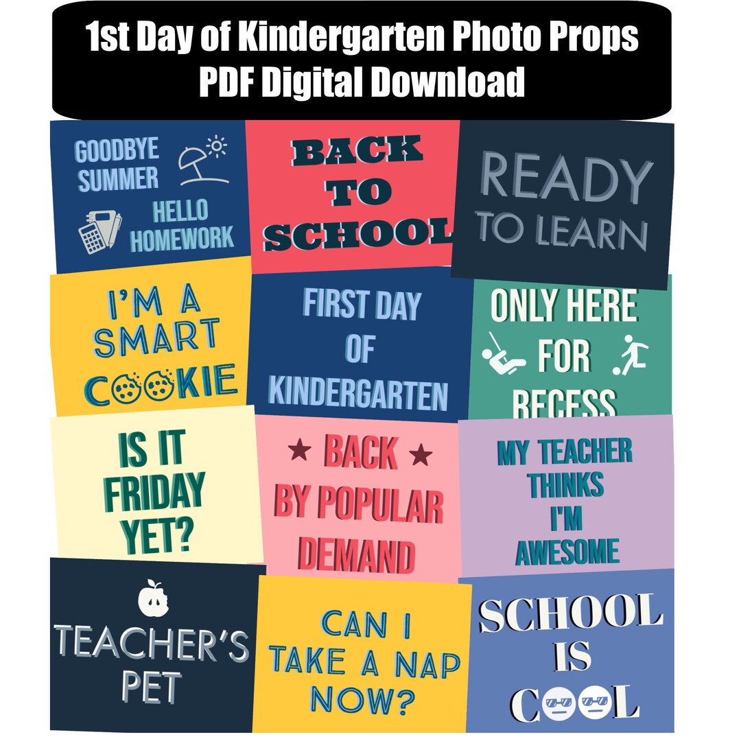 1st Day of Kindergarten Back to School Photo Booth Props DIGITAL ...