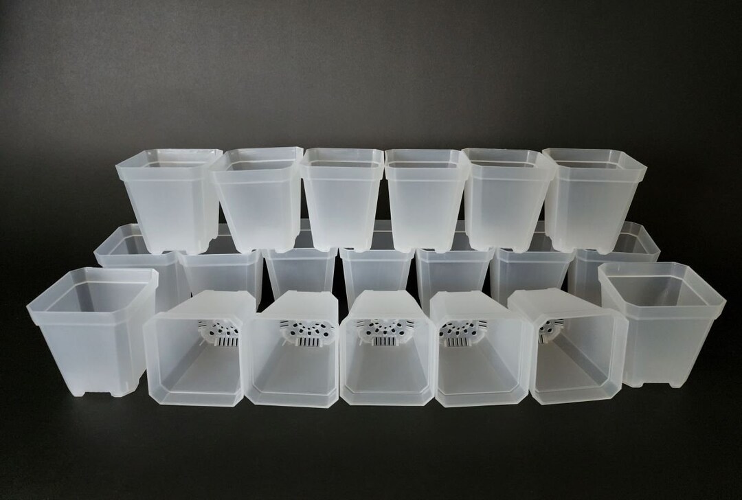 3 in Thick Plastic Clear Transparent Pots for Small Plants ...