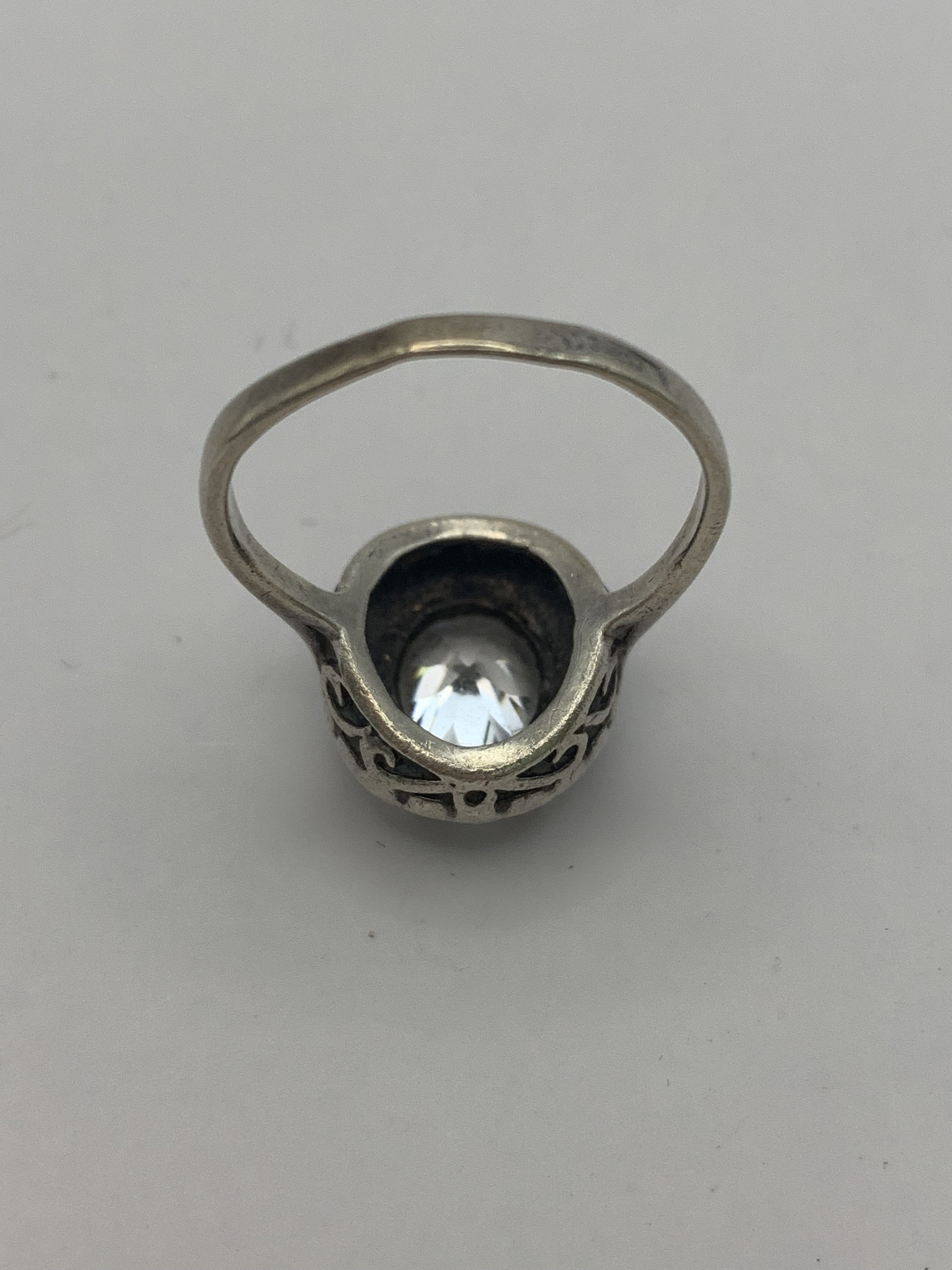 925 Vintage Clear Glass Stone Ring - Etsy
