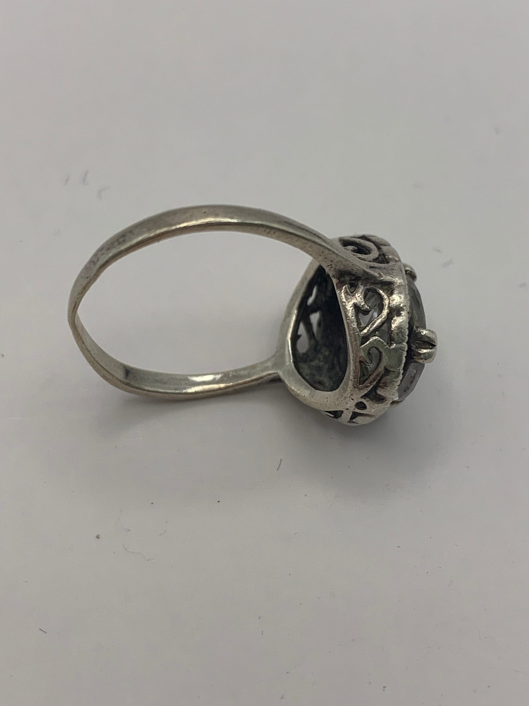 925 Vintage Clear Glass Stone Ring - Etsy
