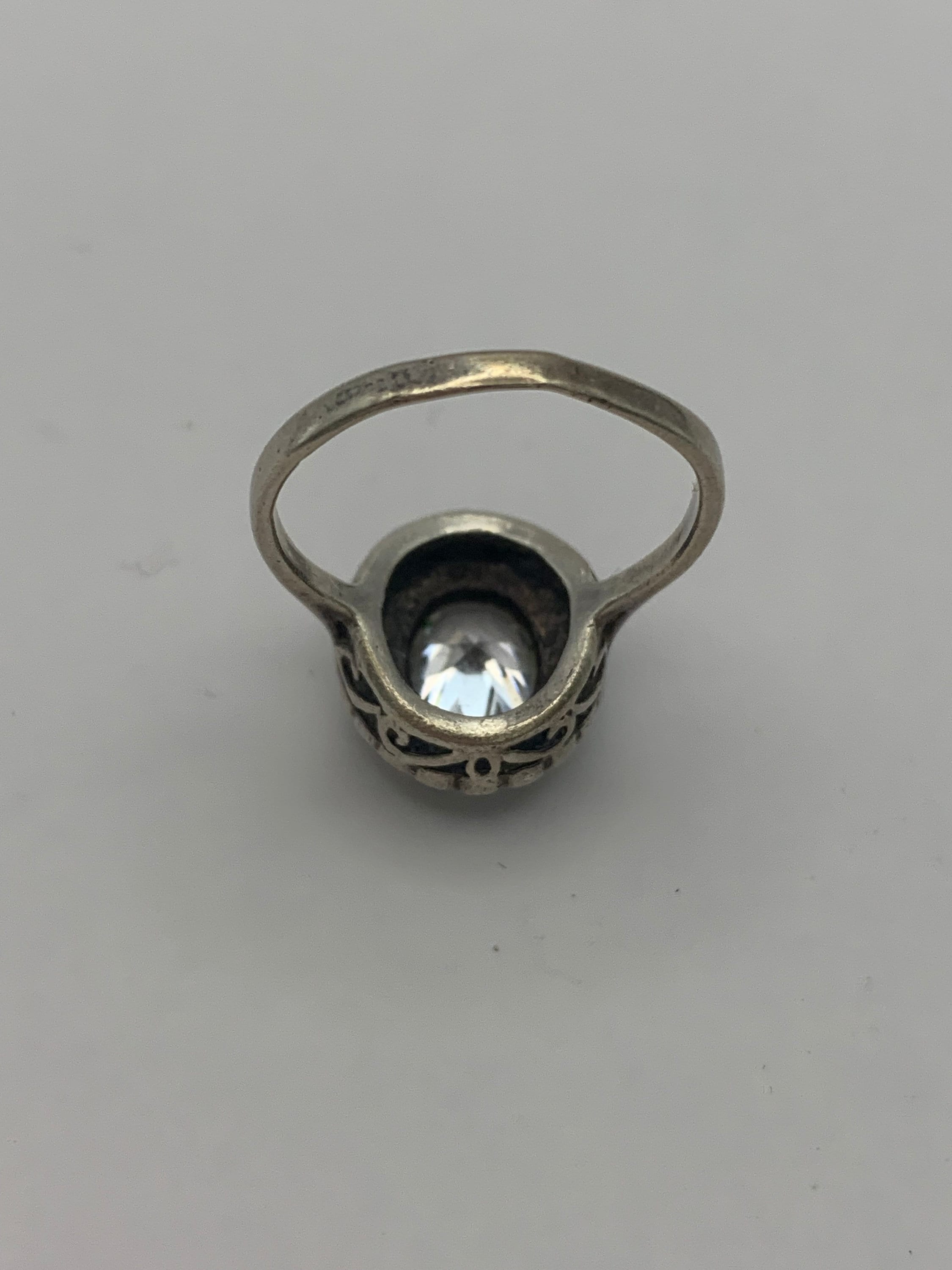925 Vintage Clear Glass Stone Ring - Etsy