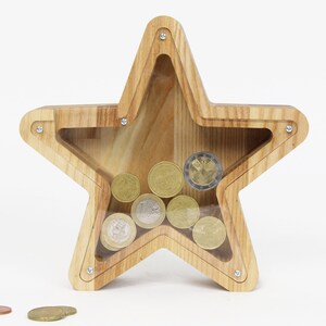 Star Wooden Piggy Bank, Unique Shape Personalized Piggy Bank Star, Girl ...