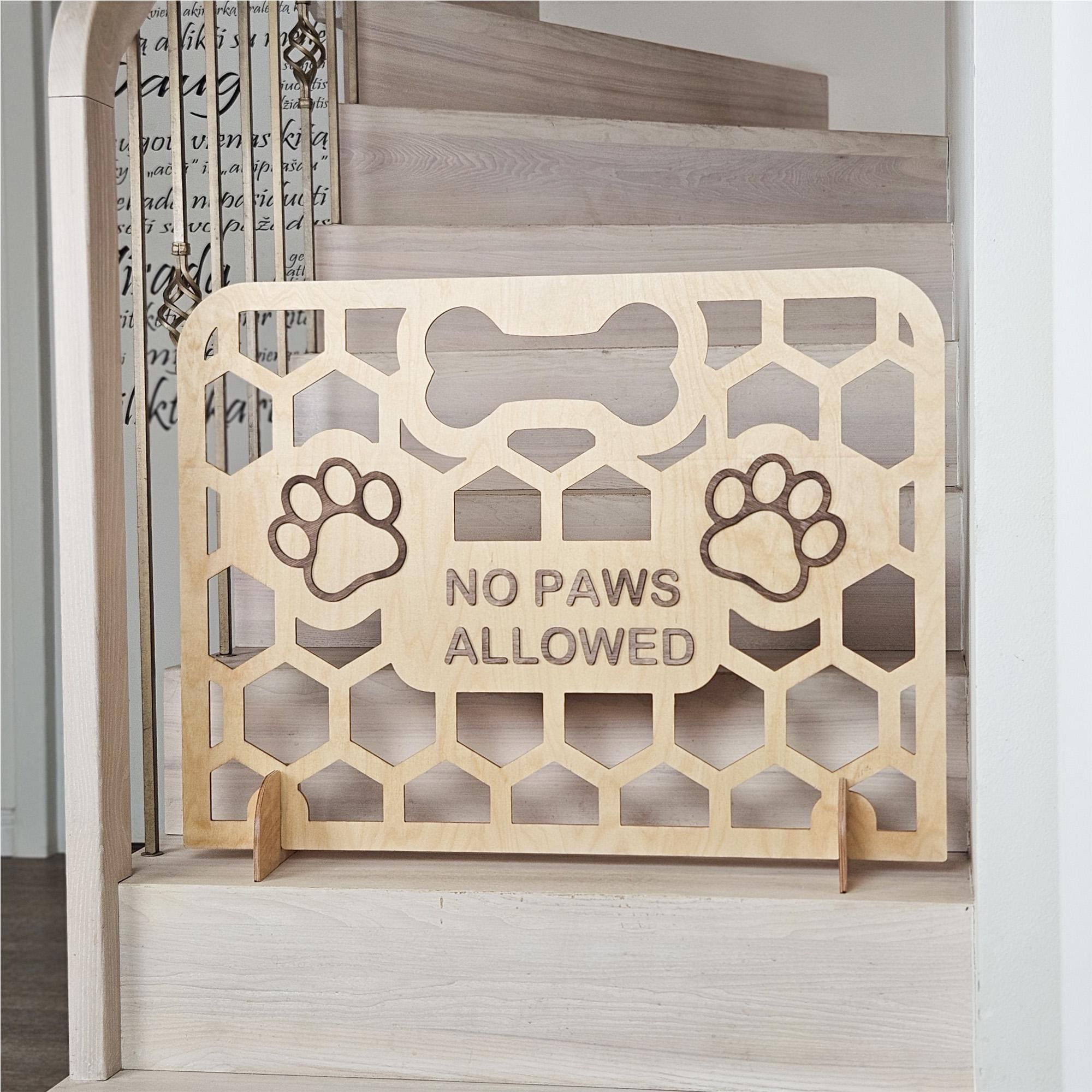 Dog Stair Stopper Barrier – Custom Wood Pet Gate for Stairs, Puppy ...