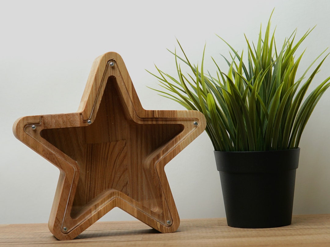 Star Wooden Piggy Bank, Unique Shape Personalized Piggy Bank Star, Girl ...