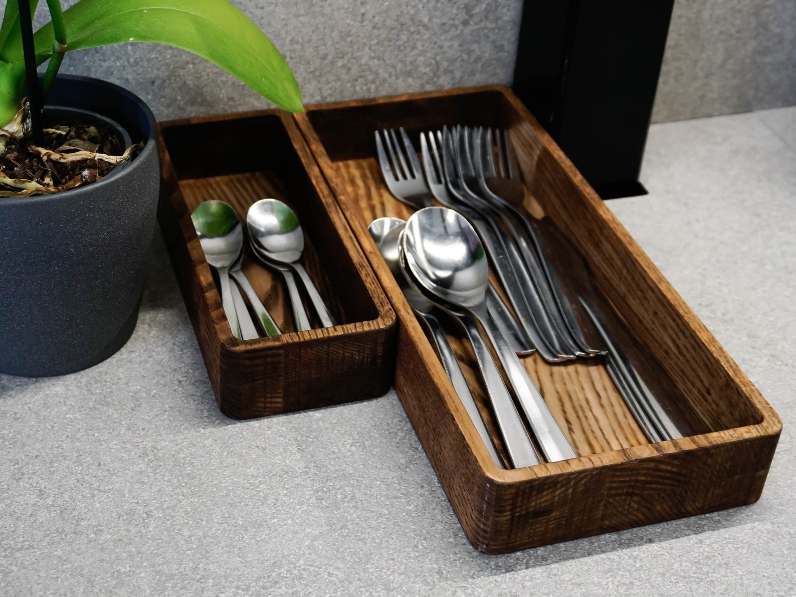Wooden Cutlery Box From Natural Oak Wood Kitchen Toolbox - Etsy