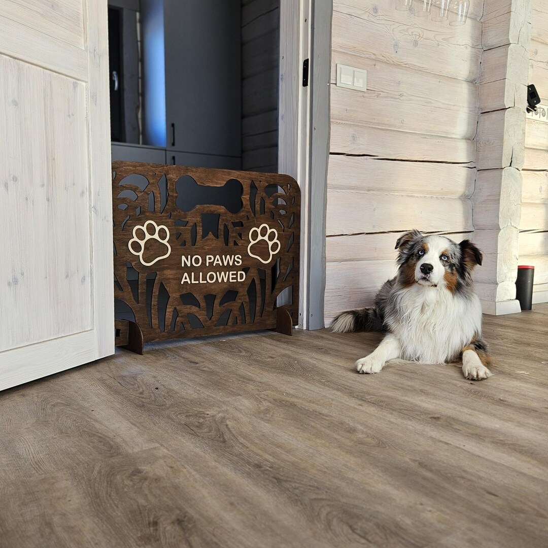Personalized Freestanding Pet Gate With Bone Handle – Wooden Dog ...