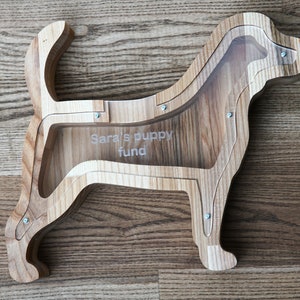 Dog Piggy Bank From Natural Wood, Unique Animal Lover Present, Brown ...