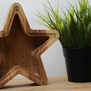 Star Wooden Piggy Bank, Unique Shape Personalized Piggy Bank Star, Girl ...